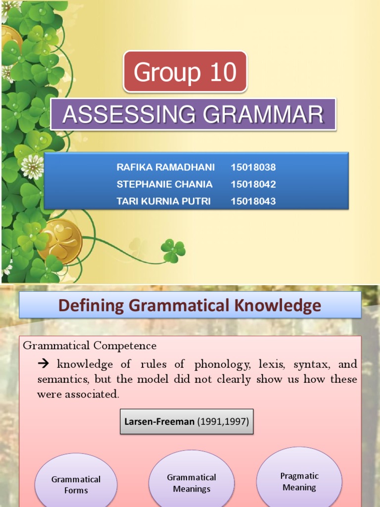LA Assessing Grammar | PDF | Question | Grammar