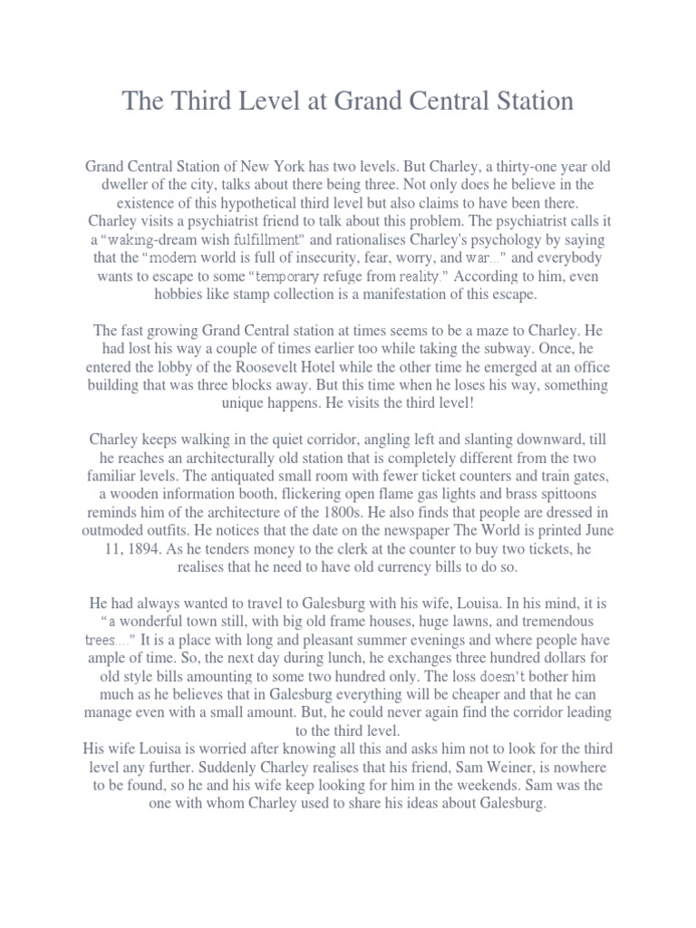 The Third Level at Grand Central Station | PDF | Postage Stamp ...