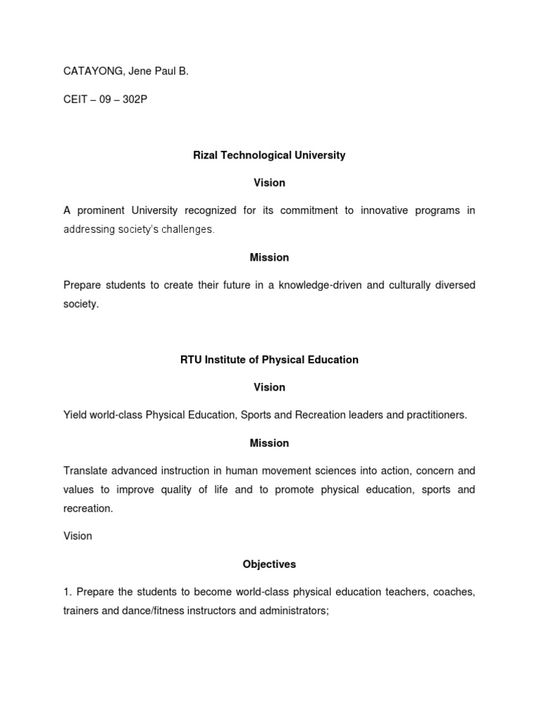 RTU Mission and Vision Overview | PDF