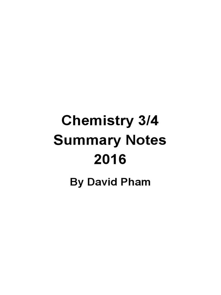 Chemistry 3/4 Summary Notes | PDF | Gas Chromatography | Chromatography