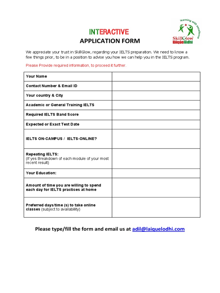 IELTS Application Form Instructions | PDF