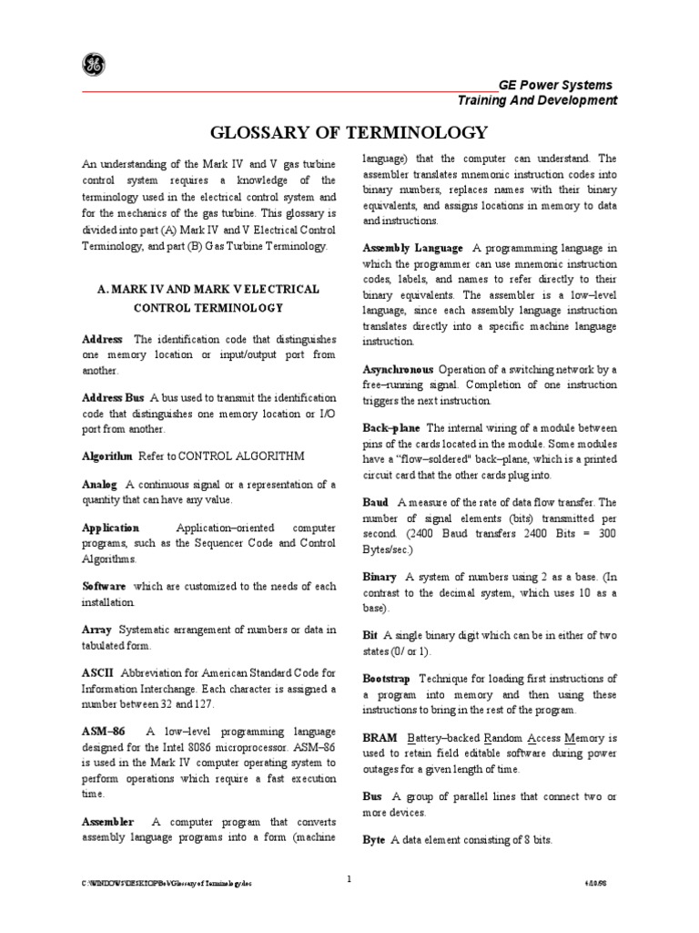 Gas Turbine Control Terminology Guide | PDF | Computer Program ...