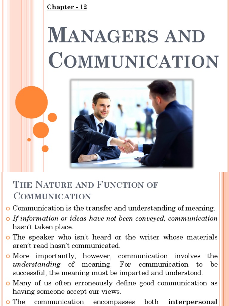 Chapter-12 Managers and Communication | PDF | Nonverbal Communication ...