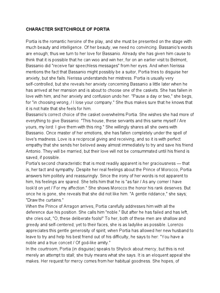 Portia | PDF | The Merchant Of Venice | William Shakespeare
