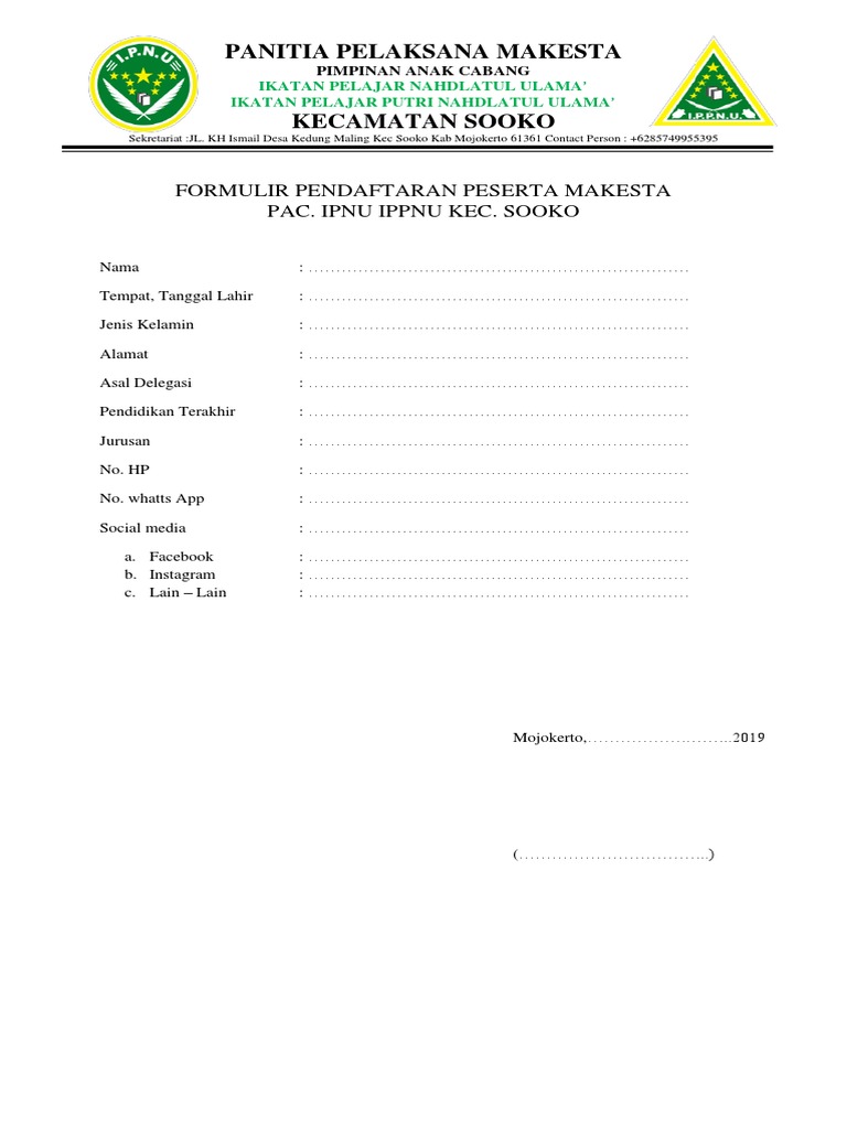 Formulir Pendaftaran Peserta Makesta Print-1 | PDF