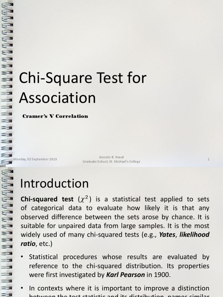 Chi-Square Test For Association: Cramer's V Correlation | PDF | Chi ...