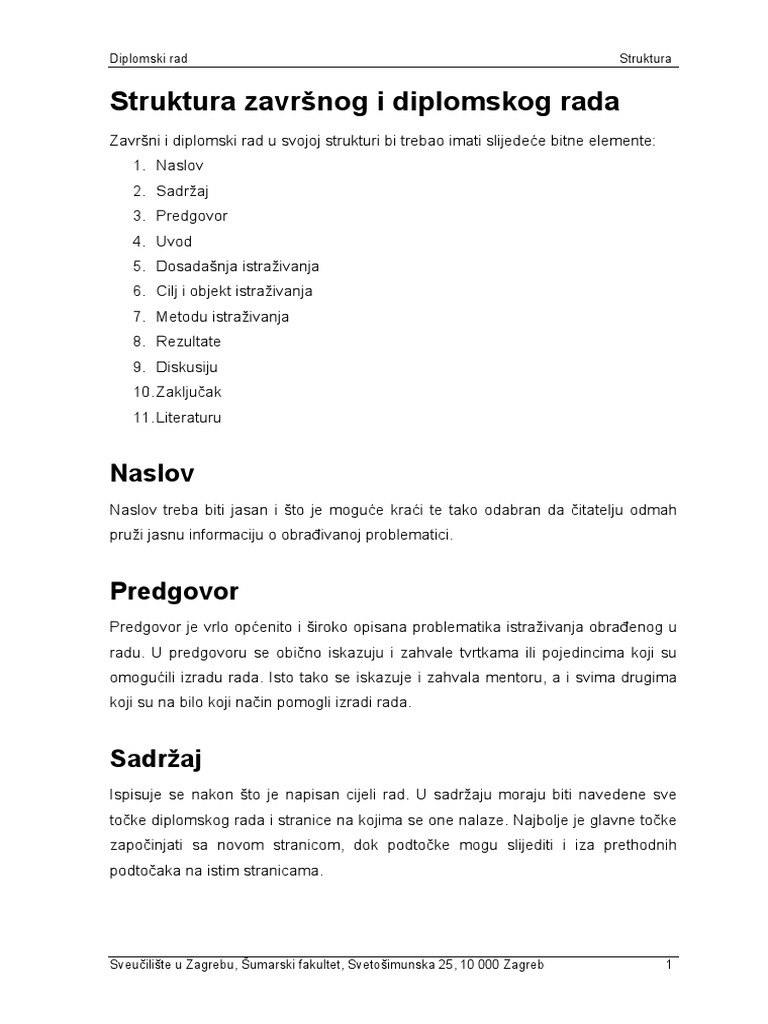 Struktura Diplomskog Rada | PDF