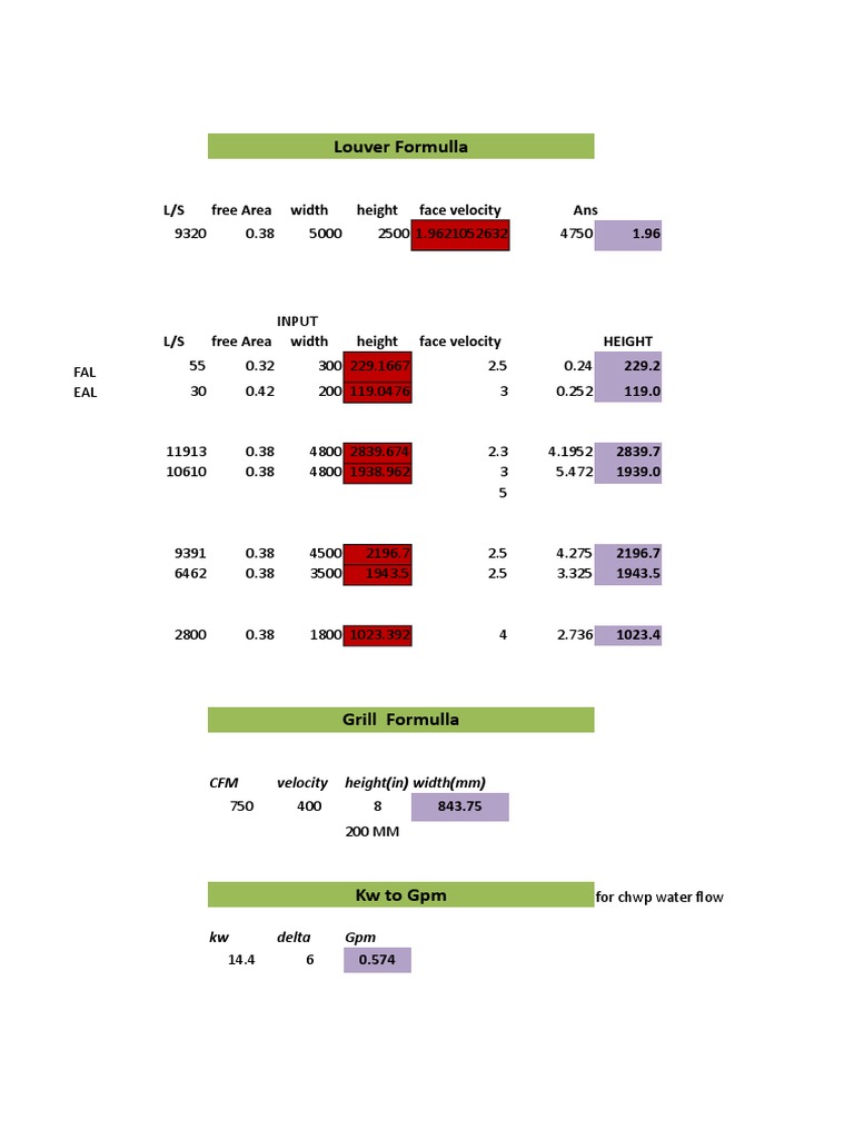 Louver and Grill Calculations Guide | PDF | Technology & Engineering