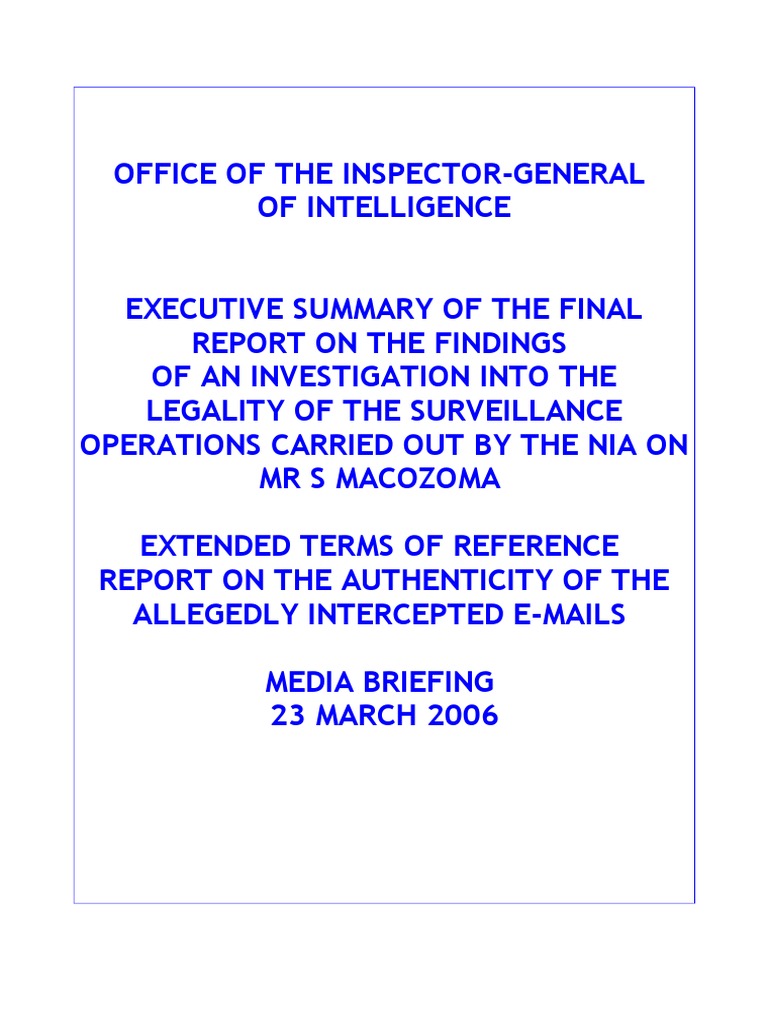 Executive Summary of The Final Report On The Findings of An ...