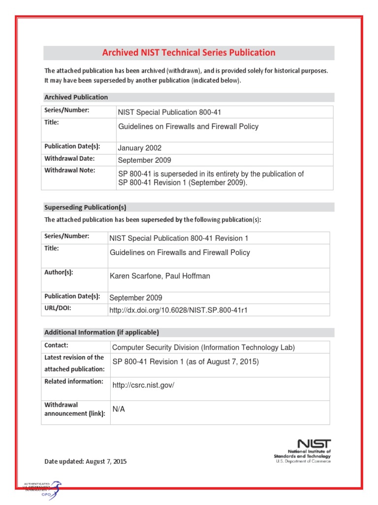 Guidelines On Firewalls and Firewall Policy | PDF | Firewall (Computing) | Internet Protocol Suite