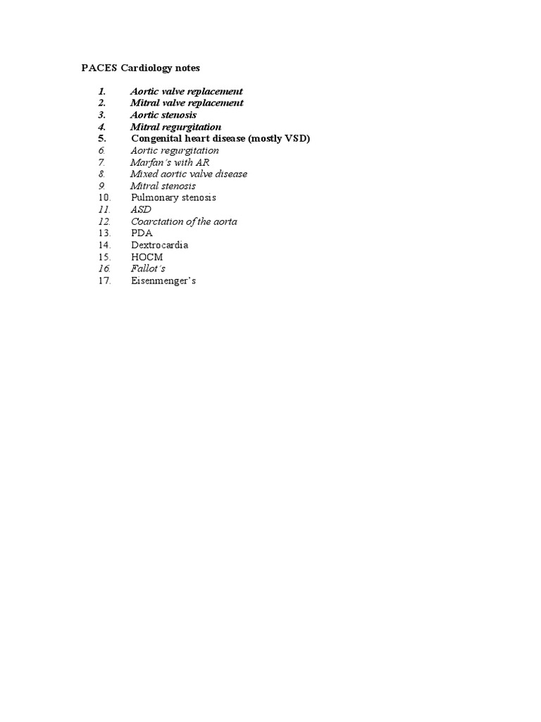 Fitz Cardiology Paces Notes PDF | PDF | Heart | Heart Valve