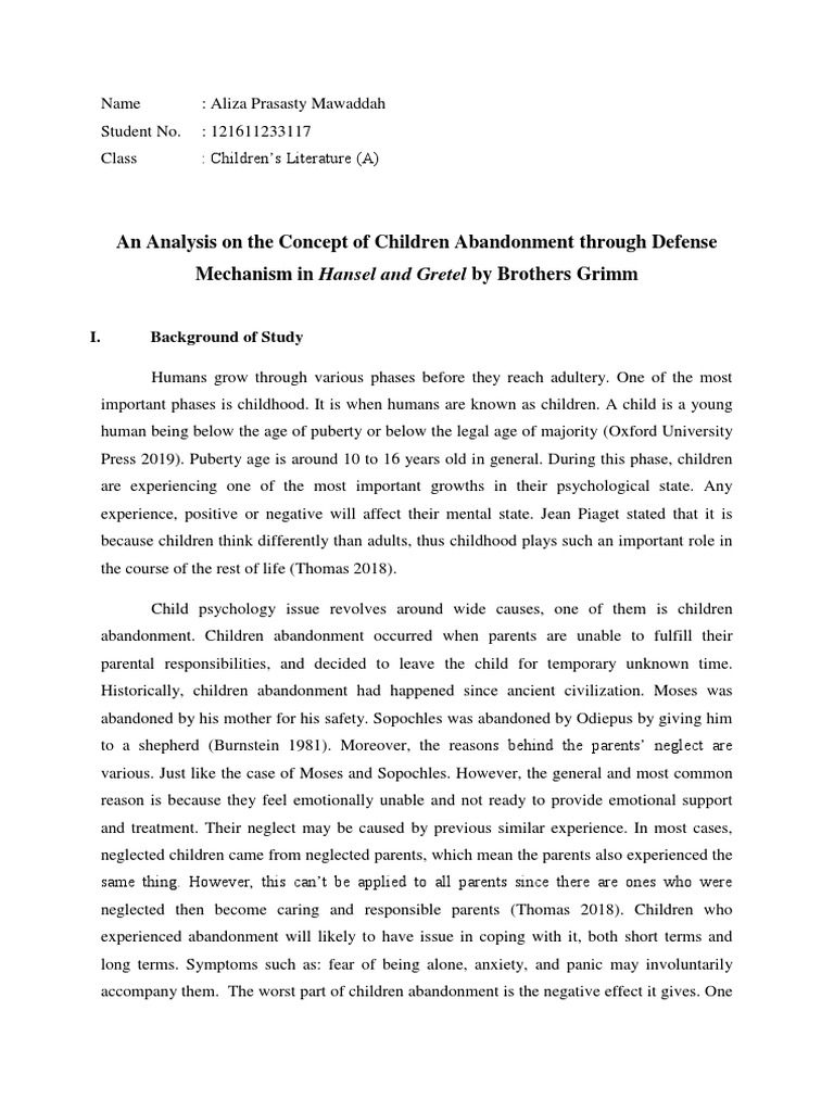 Children Abandonment in Hansel & Gretel | PDF | Hansel And Gretel ...