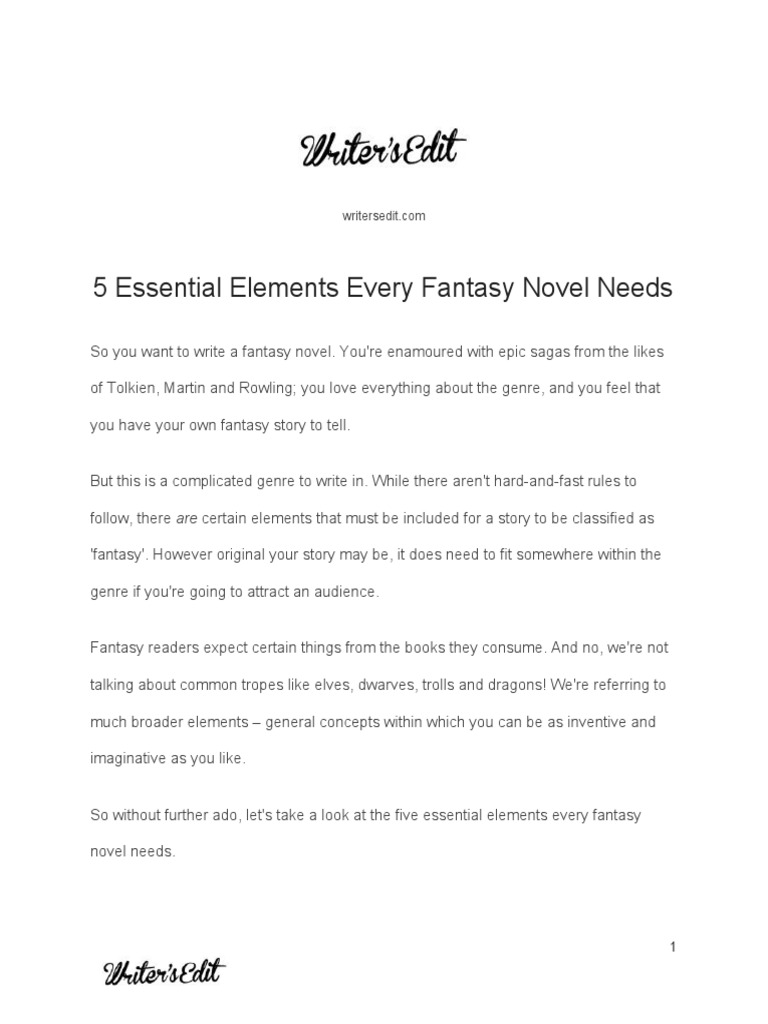 5 Essential Elements Every Fantasy Novel Needs | PDF | Fantasy | Narrative