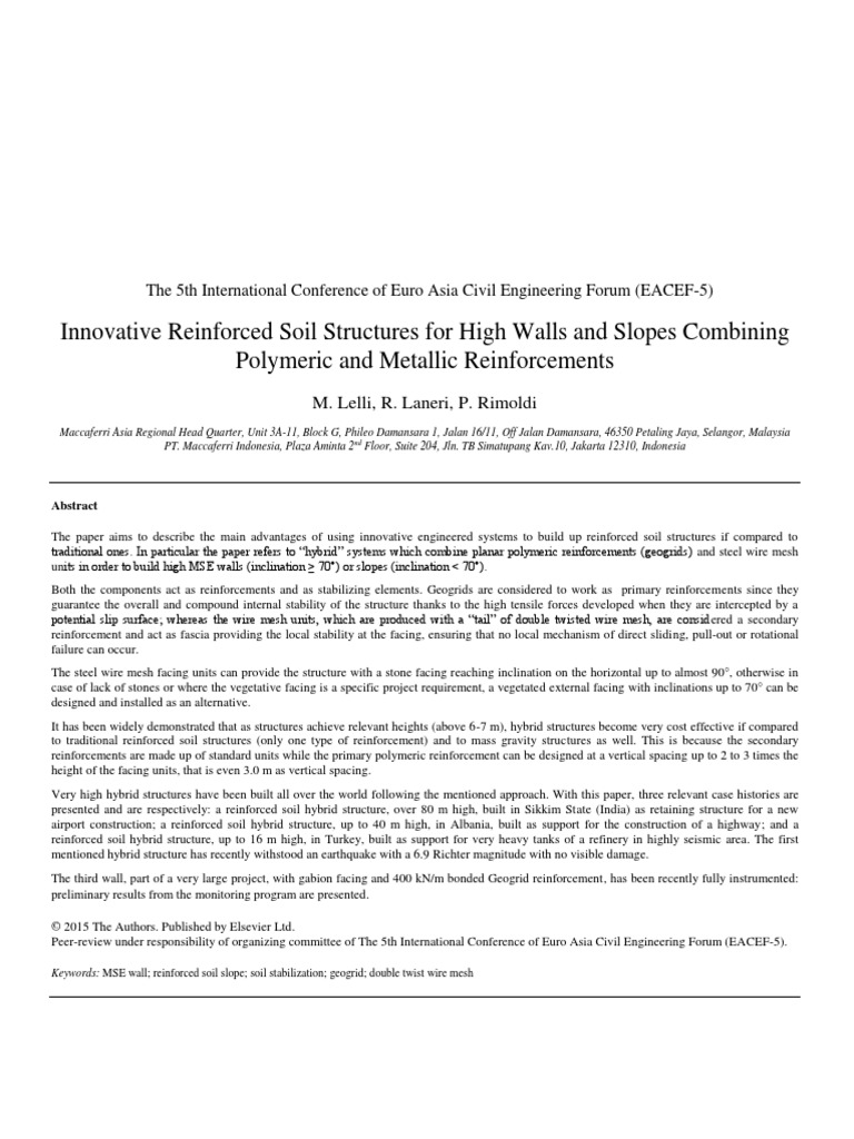 Innovative Reinforced Soil Structures For High Walls and Slopes ...