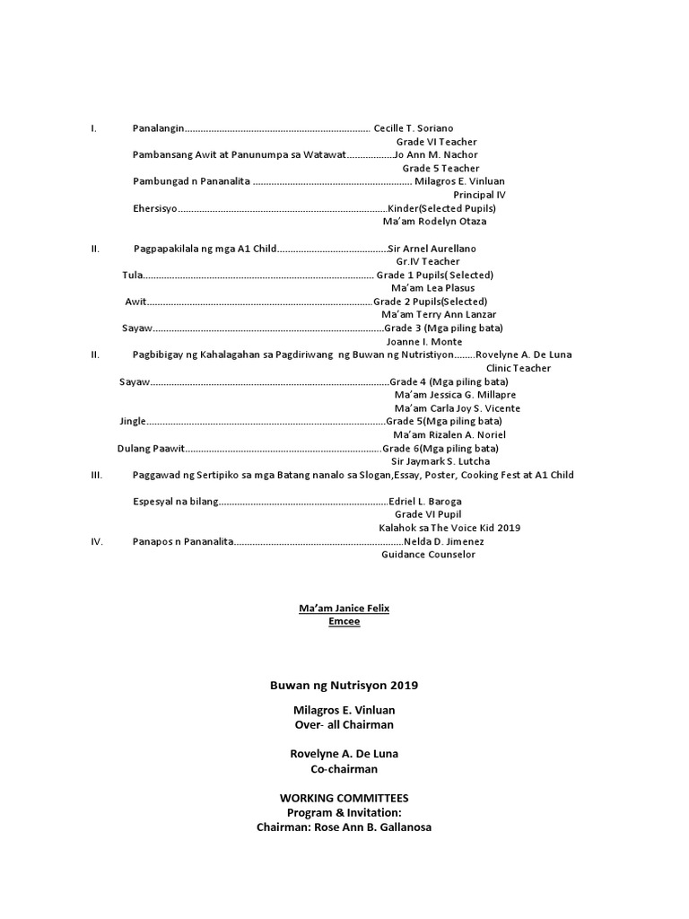 Nutrition Program 2019 | PDF