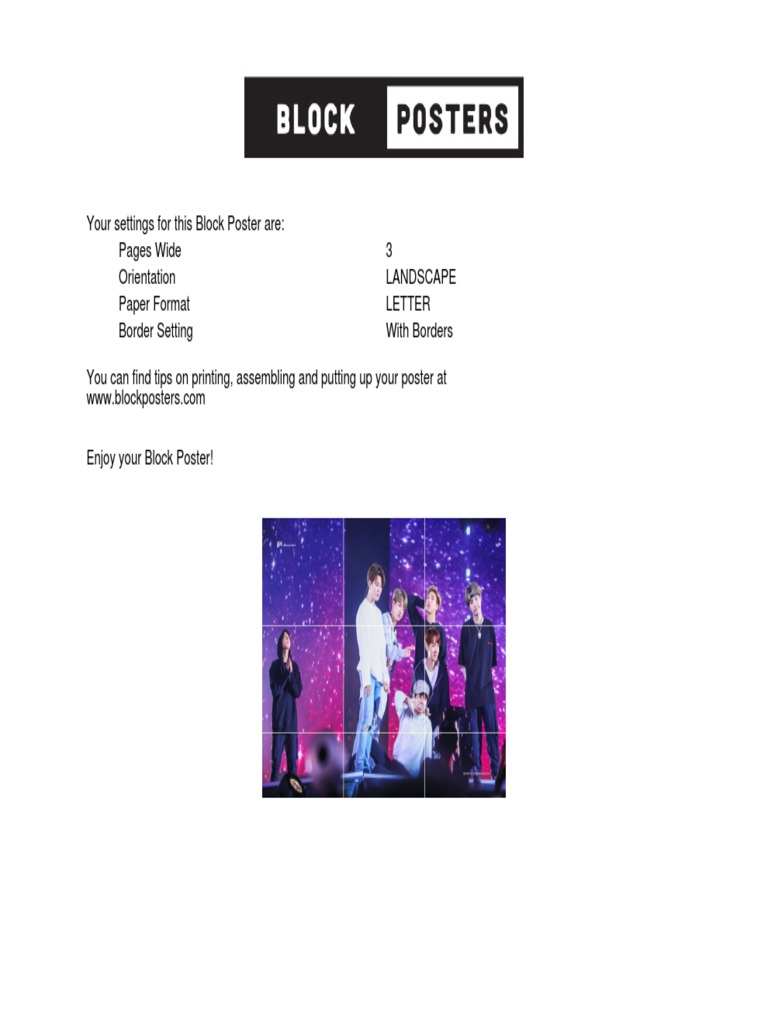 Block Poster Setup Guide: Landscape 3 Pages | PDF | Sports & Recreation
