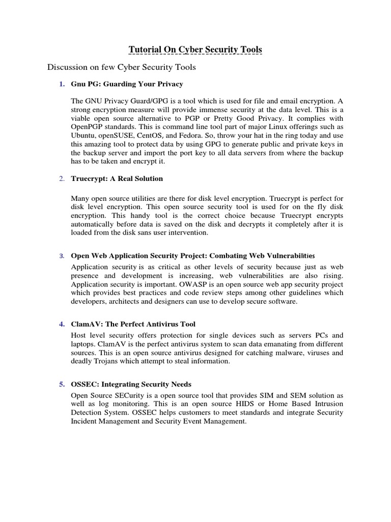 Tutorial On Cyber Security Tools | PDF