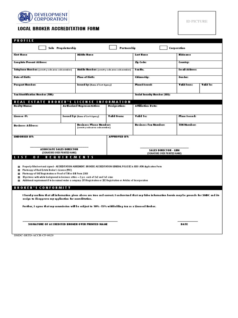 Local Broker Accreditation Form ATS | PDF | Real Estate Broker ...