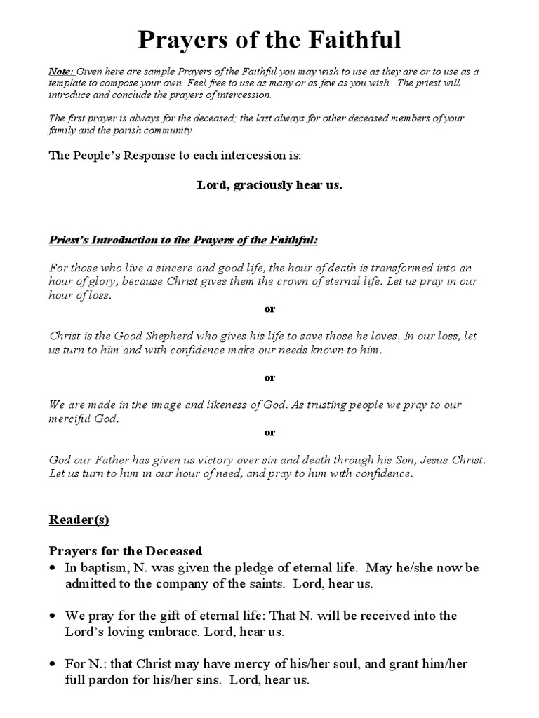 Sample Prayers For Others