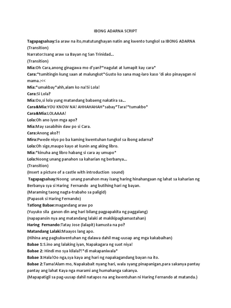 Ibong Adarna Script | PDF