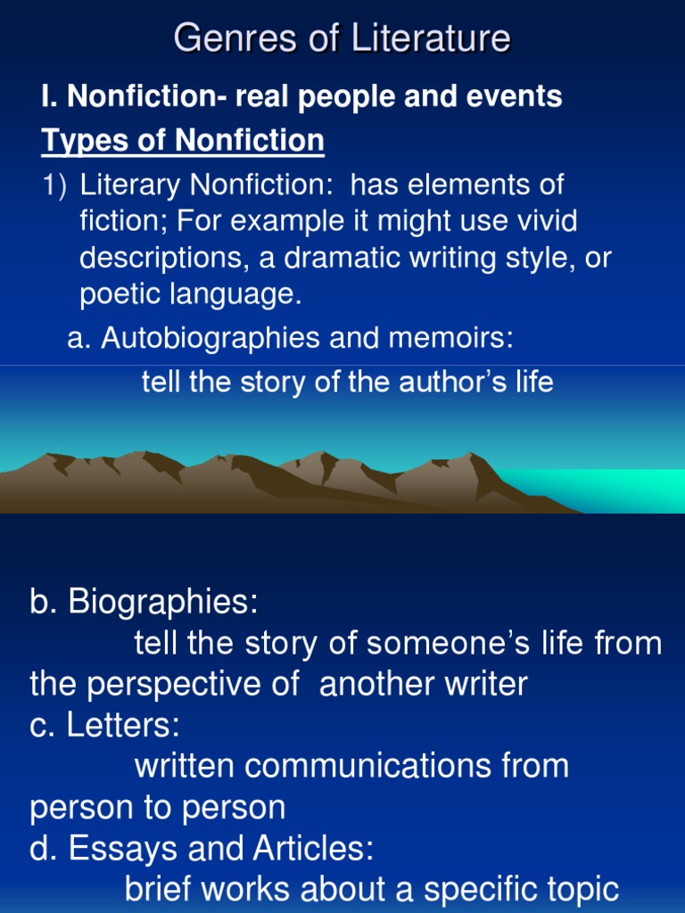 Genres of Literature | PDF | Non Fiction | Narration