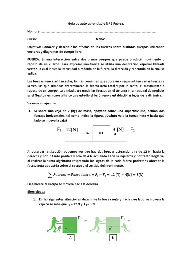 Guia Fuerza 7º Basico | PDF | Fuerza | Vector Euclidiano