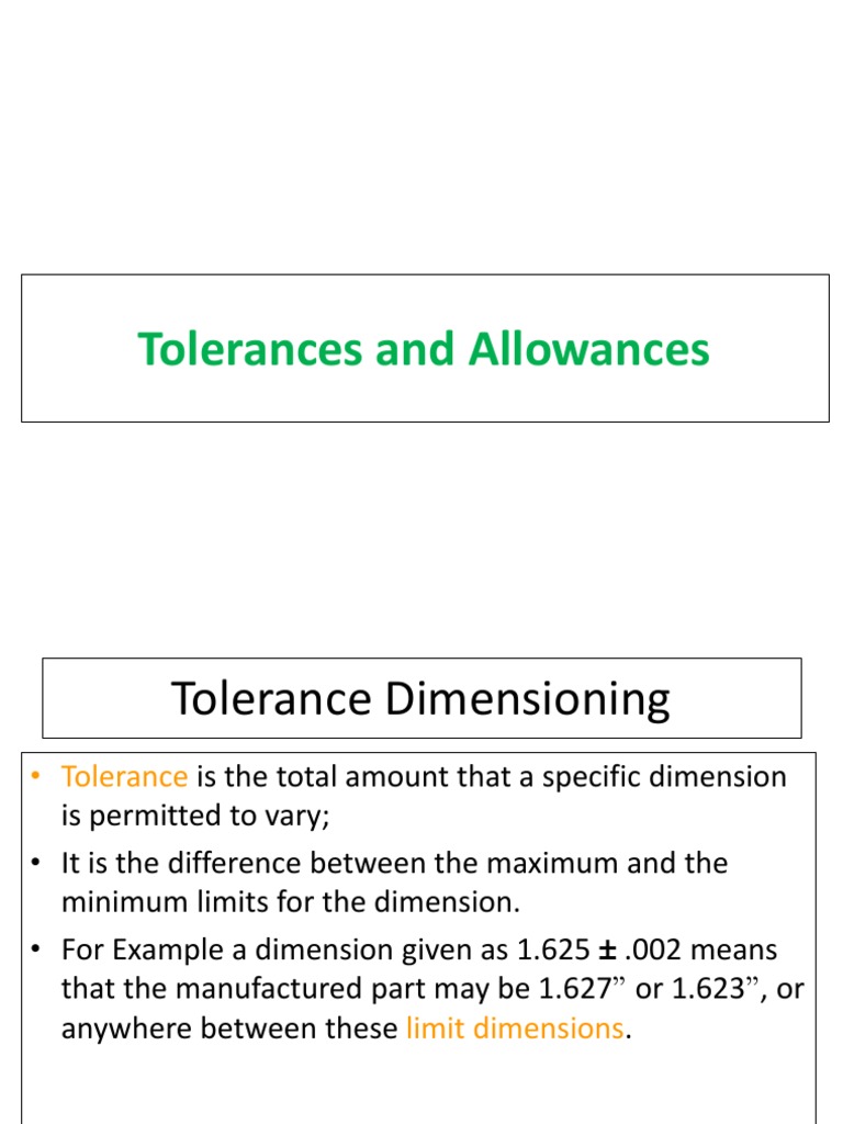 Tolerances and Allowances | PDF | Engineering Tolerance | Metalworking Tolerances and Allowances | PDF | Engineering Tolerance | Metalworking