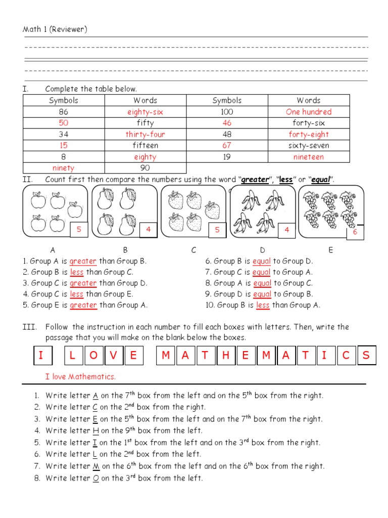 Reviewer-Key To Correction | PDF | Teaching Mathematics