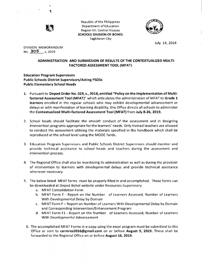 DM No. 305 S. 2019 Mfat Consolidation PDF | PDF