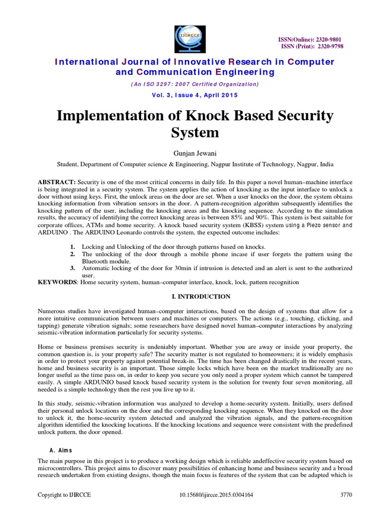 Knock Based Security System | PDF | Security Alarm | Analog To Digital Converter