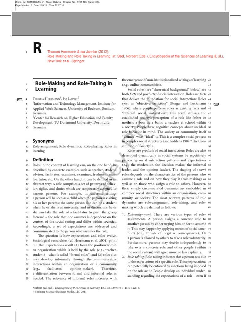 Role-Making and Role-Taking in Learning: Synonyms | PDF | Learning ...