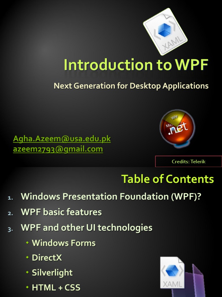 Intro To WPF | PDF | Extensible Application Markup Language | Windows Presentation Foundation
