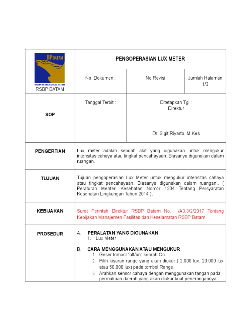 SOP Lux Meter | PDF