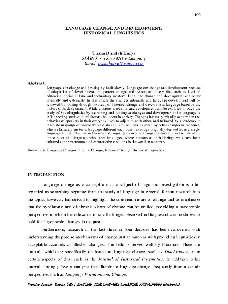 Language Change and Development Historical Linguis | PDF | English ...