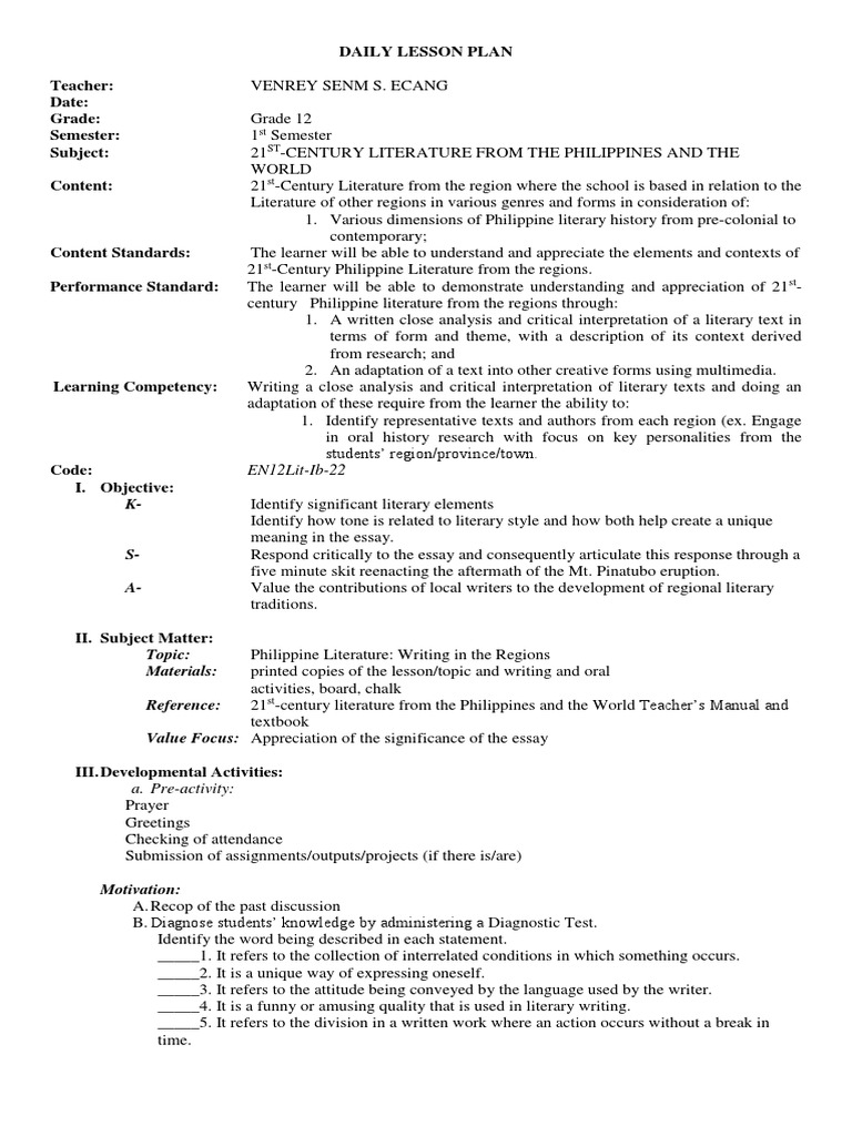 July 10 Writing in The Regions | PDF | Essays | Lesson Plan
