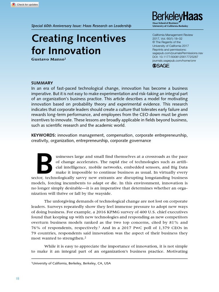 Incentives For Innovation Article 5 | PDF | Incentive | Innovation