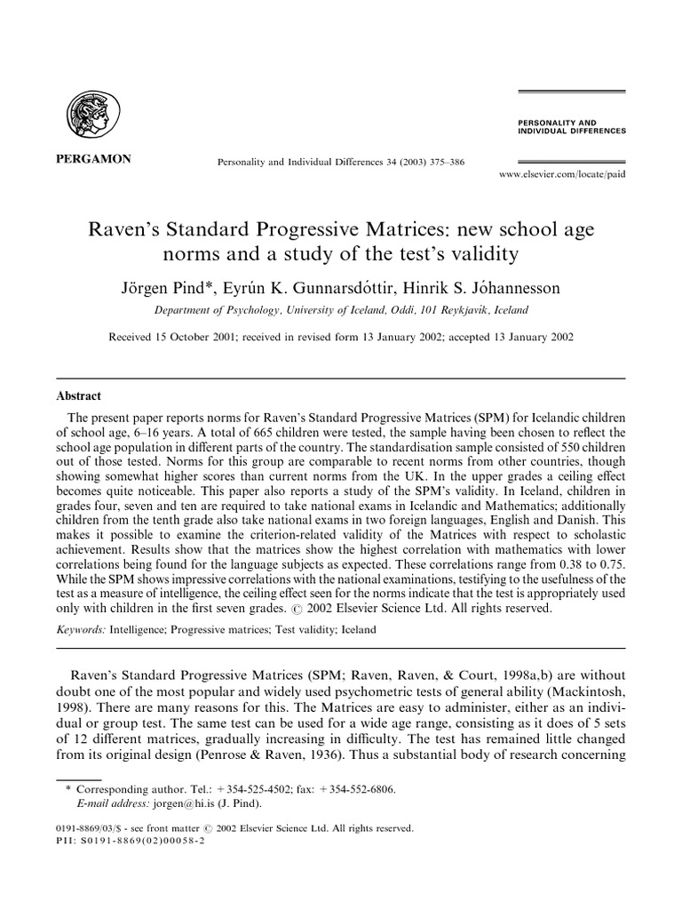 Ravens Standard Progressive Matrices New PDF | PDF | Intelligence ...