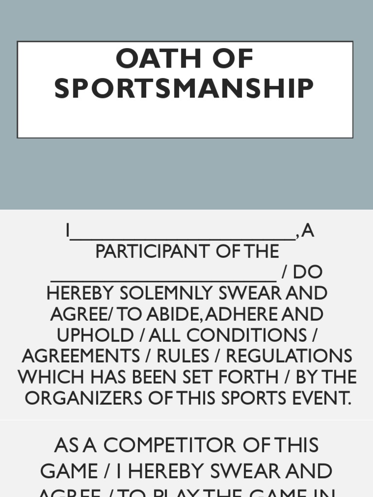 Oath of Sportsmanship | PDF | Oath Of Office | Sports