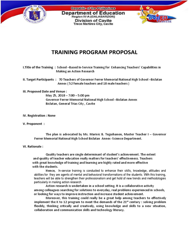 Training Proposal | PDF | Action Research | Literacy