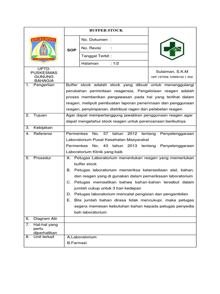 Sop Buffer Stok | PDF