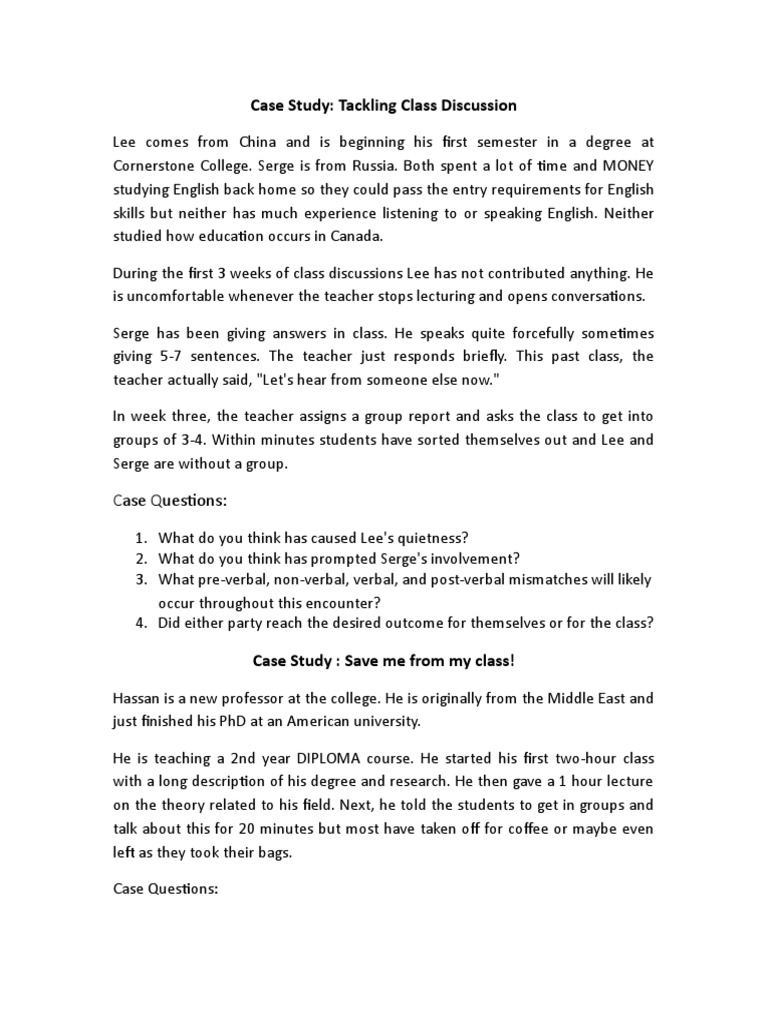 Case Studies In Business Communication Pdf Lecture Behavior