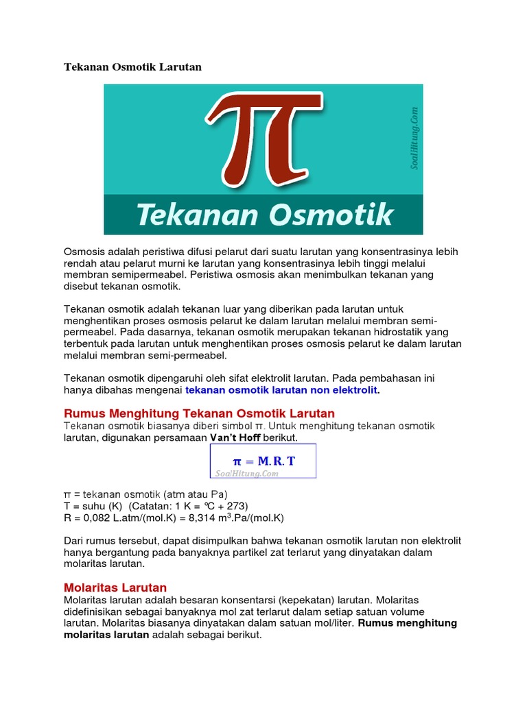 Tekanan Osmotik Larutan | PDF | Metode & Bahan Ajar | Seni