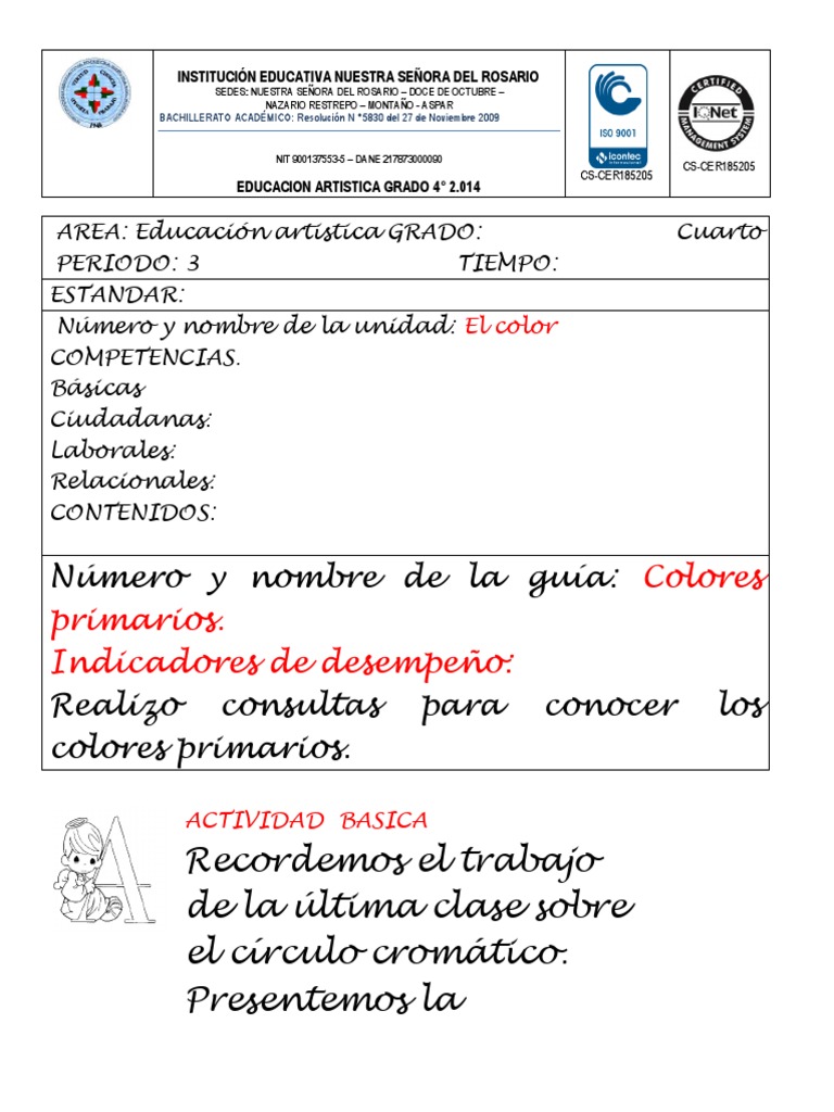 Colores Primarios en Educación Artística | PDF | Educación en artes ...