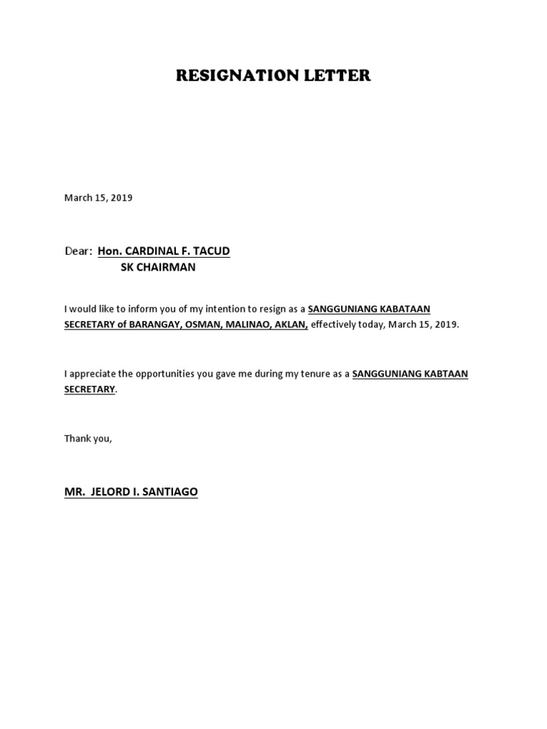 Resignation Letter | PDF