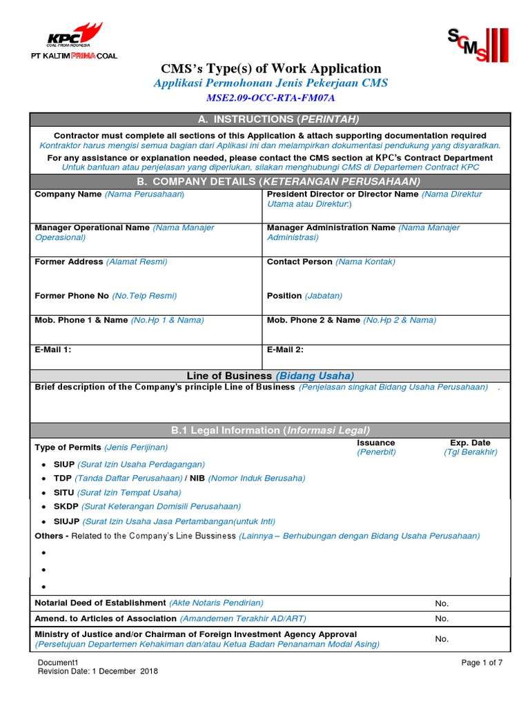 MSE2.09-OCC-RTA-FM07A Rev 4.0 CMS-ToW Application | PDF