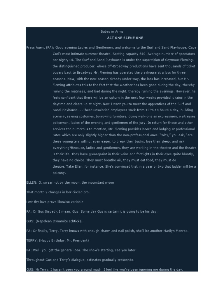 Babes in Arms Script | PDF