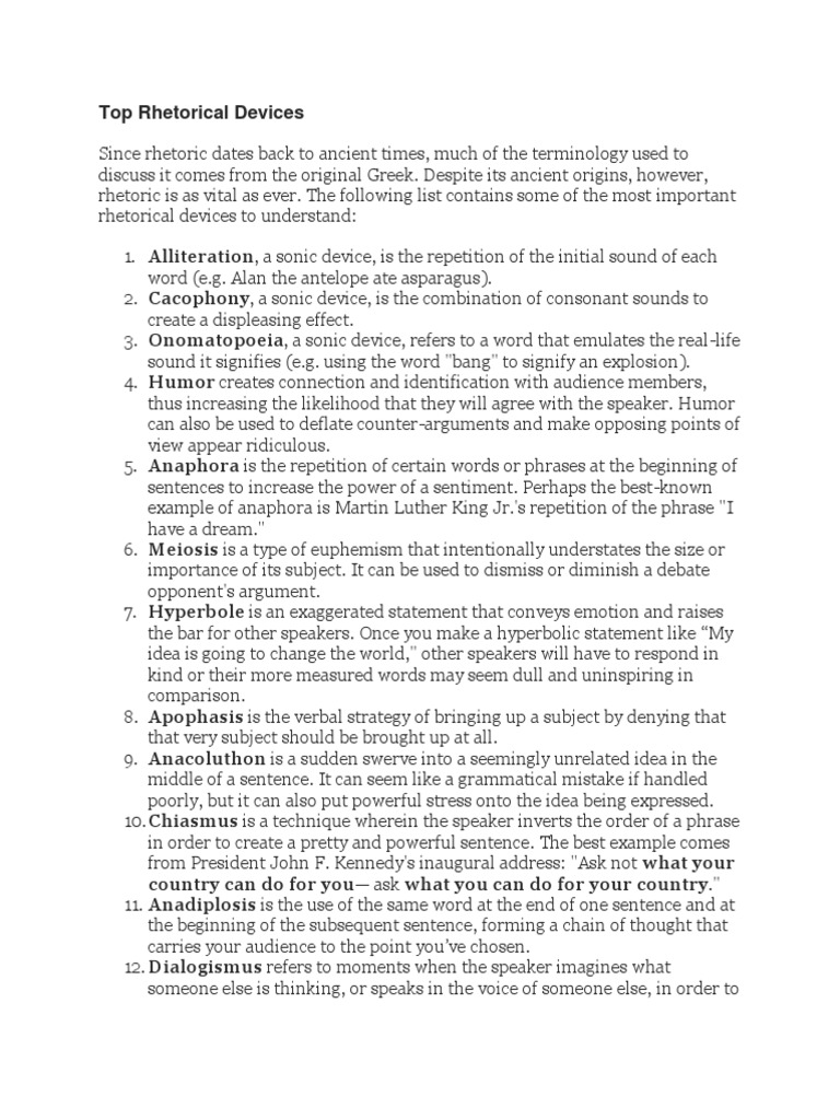 Top Rhetorical Devices | PDF | Rhetoric | Question
