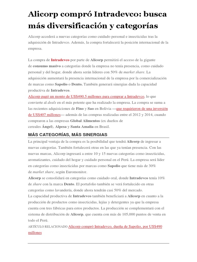 Alicorp | PDF | Ecuador | Uruguay