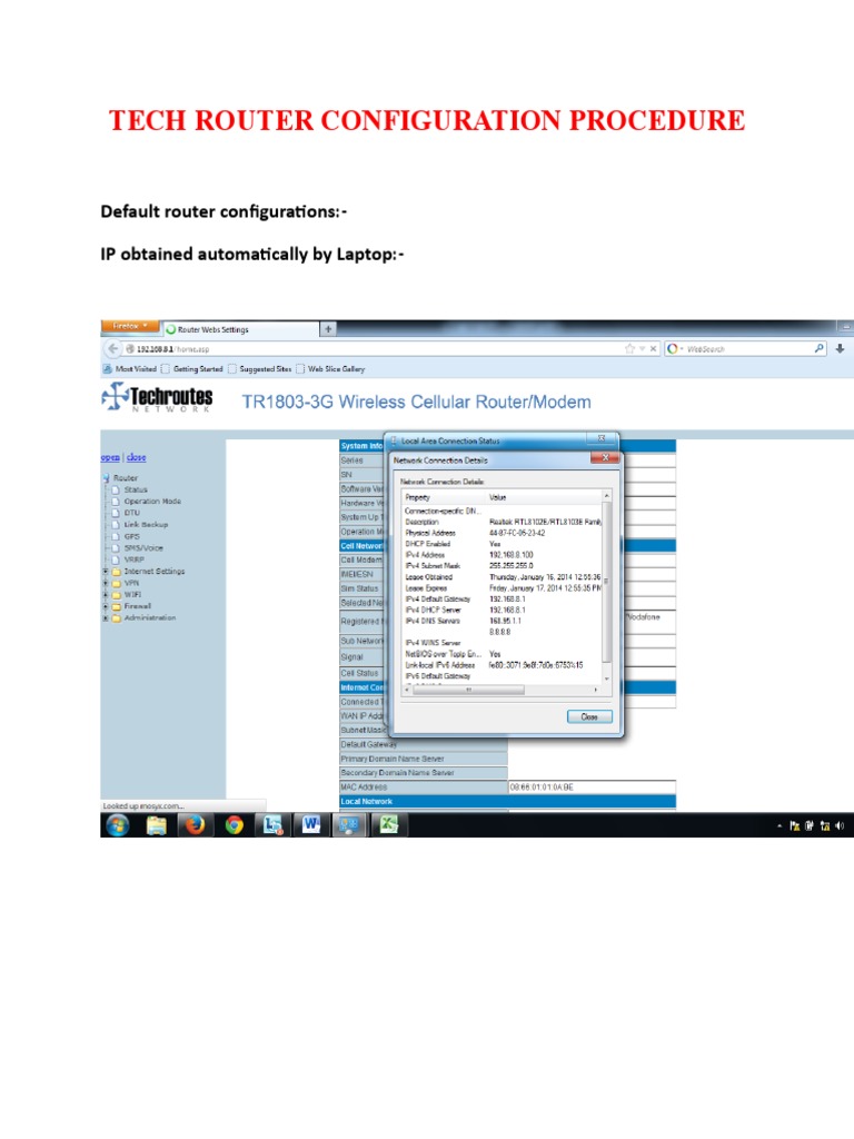 Tech Router Configuration Procedure | PDF