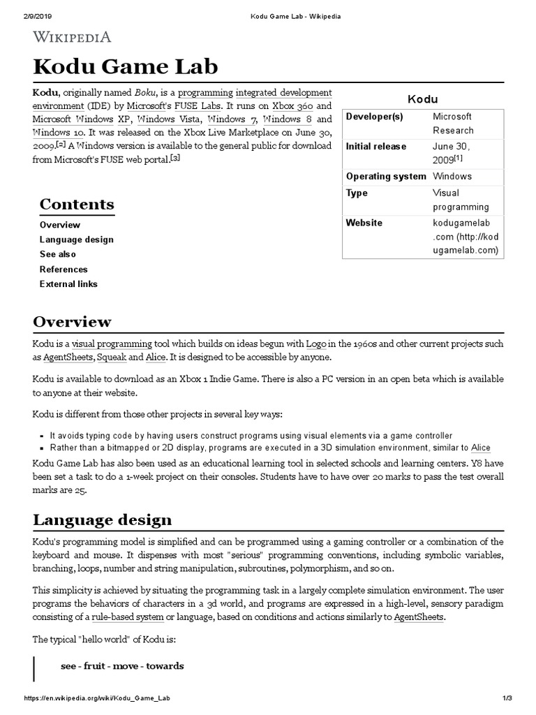 Kodu Game Lab: Kodu, Originally Named Boku, Is A Programming Integrated ...